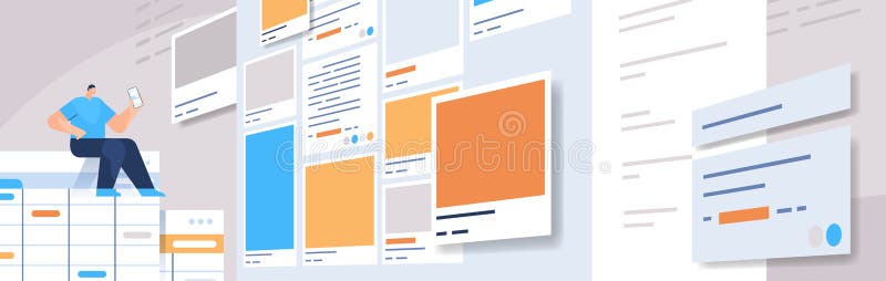 Man Developer Creating Mobile App Ui Interface Web Application Development Program Software