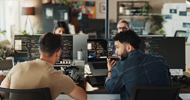Man Developer And Help With Coding On Computer Screen In Office For 2659