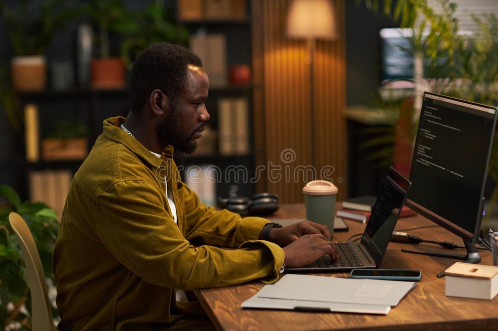 Man Developing Security Codes for Program Stock Image - Image of ...