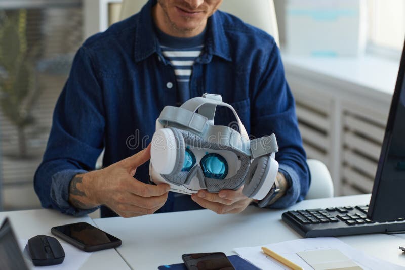 Man Developing VR Software stock image. Image of virtual - 213348655