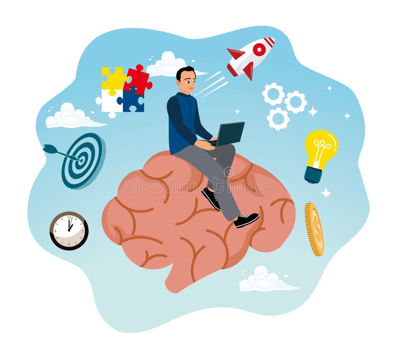 A Man Develops Himself with Creative Ideas To Achieve Targets Stock ...