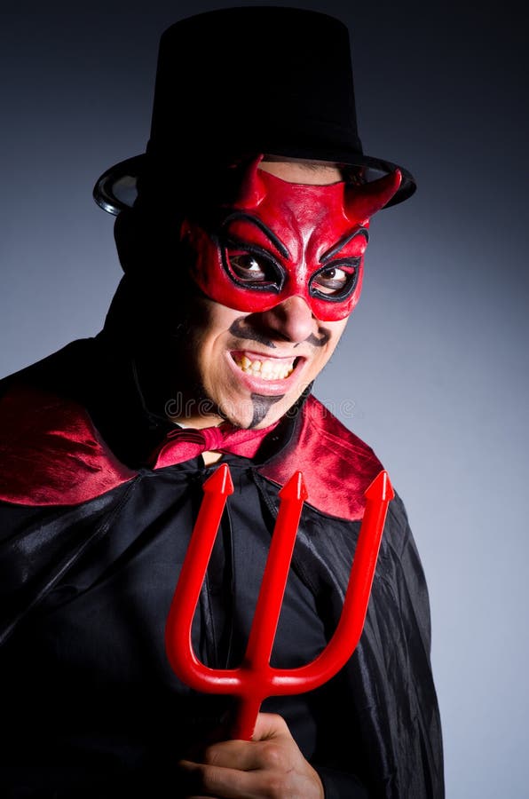 Man in devil costume stock image. Image of pitchfork - 33348183