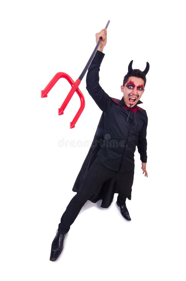 Man in devil costume stock photo. Image of pitchfork - 33680304