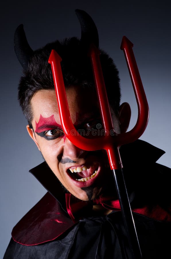Man in devil costume stock image. Image of scary, girl - 34665009