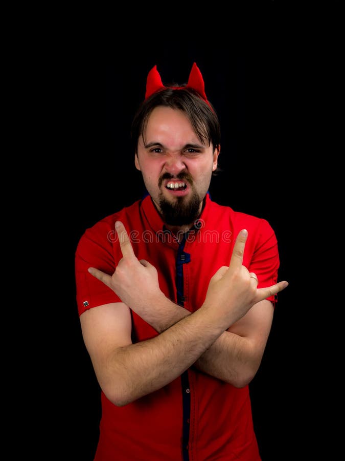 Man in Devil Costume for Halloween Stock Photo - Image of inferno ...