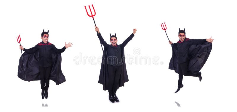 Man in Devil Costume in Halloween Concept Stock Image - Image of hell ...
