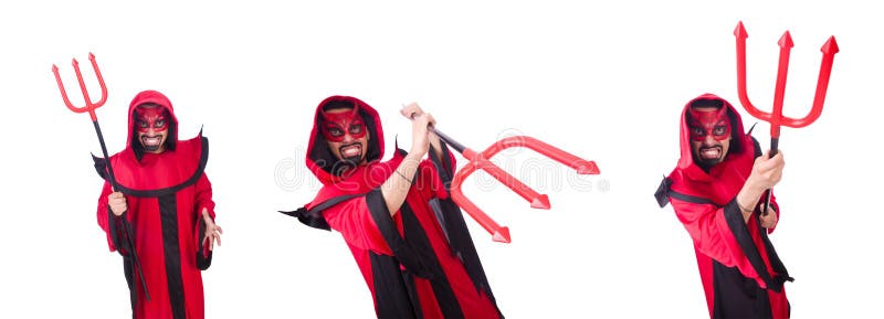 Man devil in red costume stock image. Image of demon - 178832027