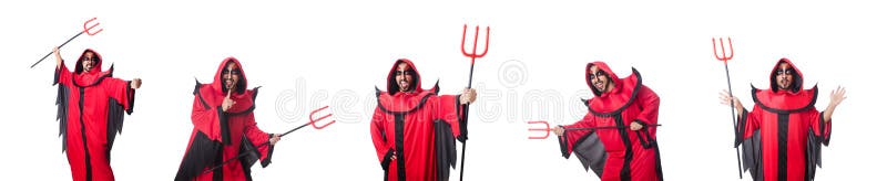 Man devil in red costume stock image. Image of isolated - 182246827