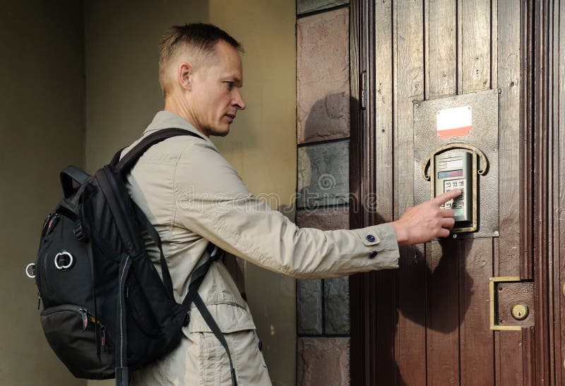 Man is dialing the code. stock image. Image of open, security - 97163397