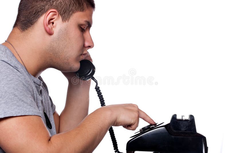 Man Listening To a Telephone Conversation Stock Image - Image of ...