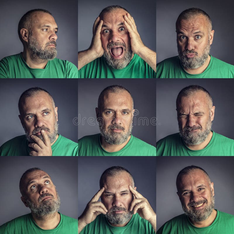 Man different expression stock photo. Image of collection - 130292184