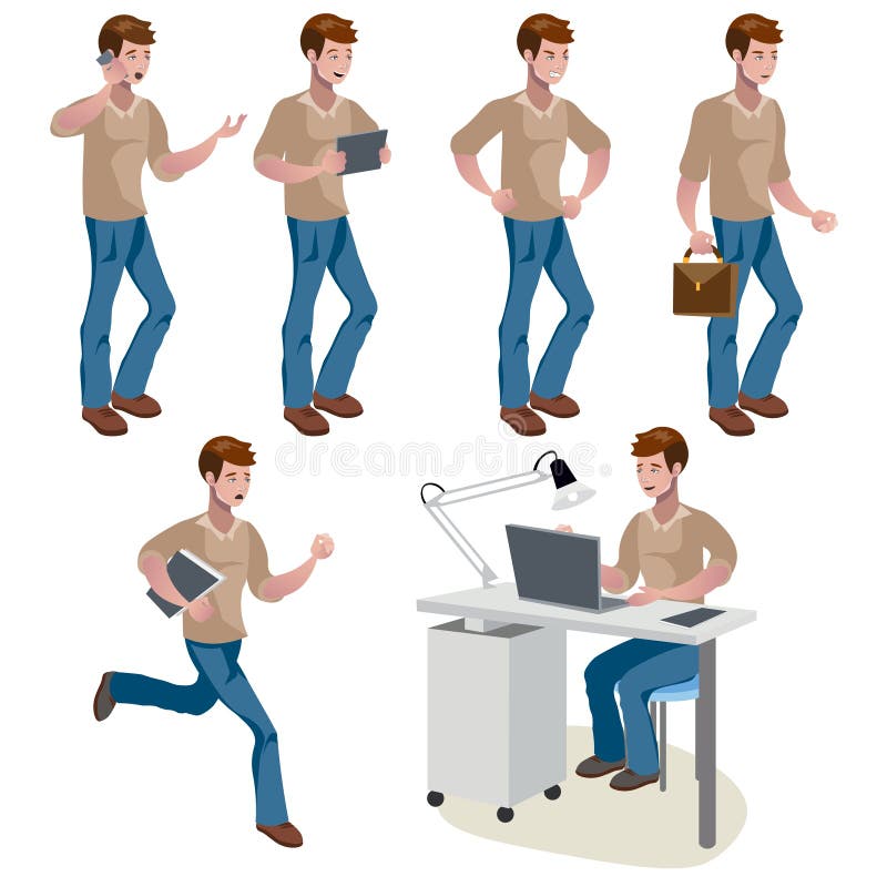 Man Different Poses. Cute Man Stock Vector - Illustration of character ...