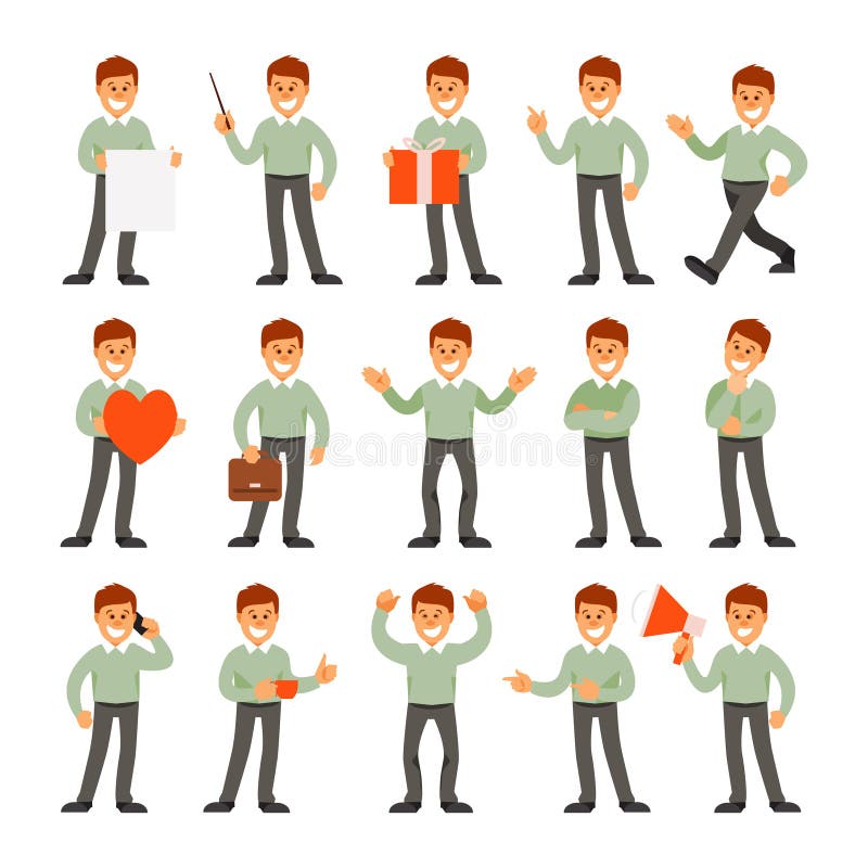 Man in different positions stock vector. Illustration of finger - 102491352