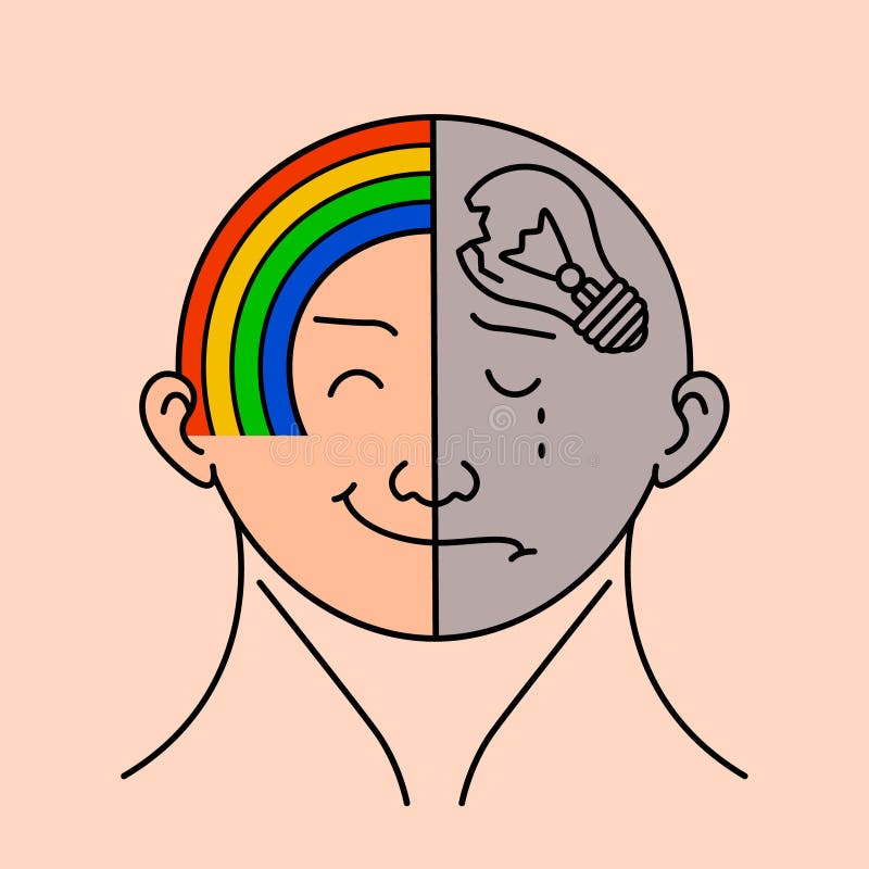 Man with Different Thinking. Mood Swings, Positive Thinking and Anxiety ...