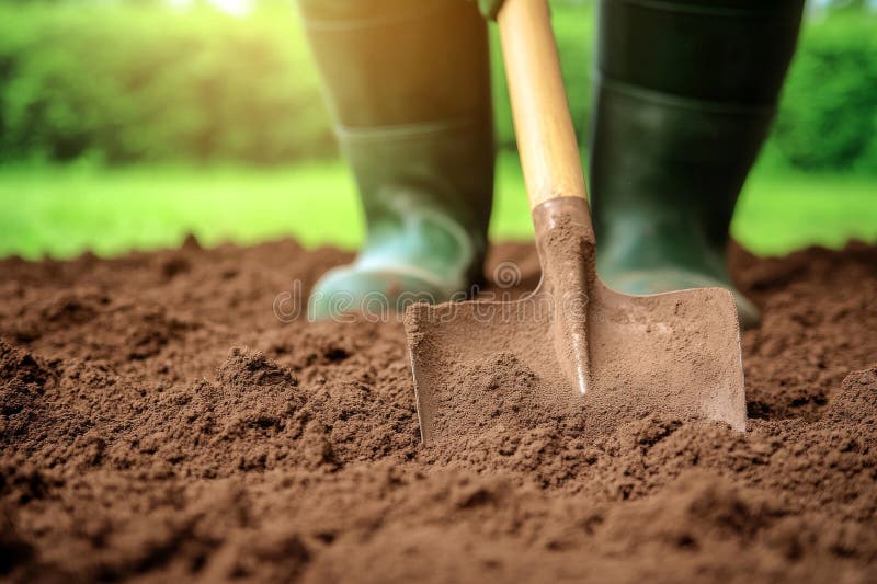 A Man is Digging Garden Soil with a Spud Stock Photo - Image of ...