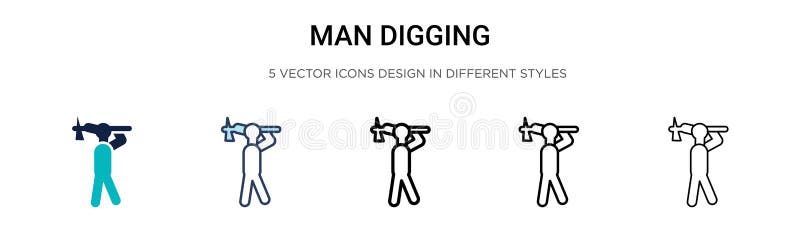 Man Digging Icon in Filled, Thin Line, Outline and Stroke Style. Vector ...