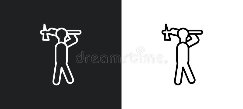 Man Digging Outline Icon in White and Black Colors. Man Digging Flat ...