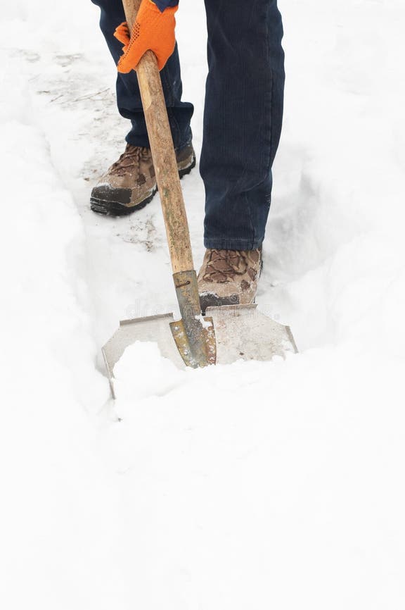 Man Digging a Path from Snow Stock Image - Image of clean, maintenance ...