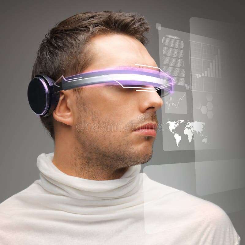 Man with digital glasses stock photo. Image of nano, digi - 37809796