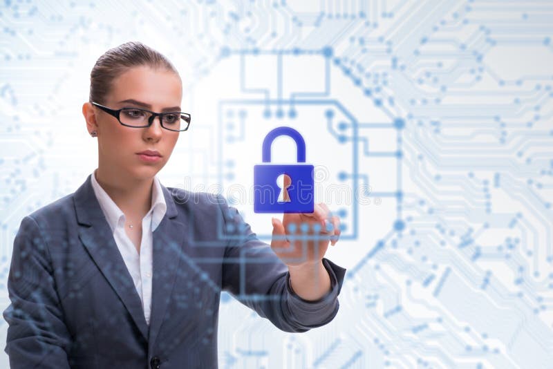 Man in Digital Security Concept Pressing Button Stock Image - Image of ...