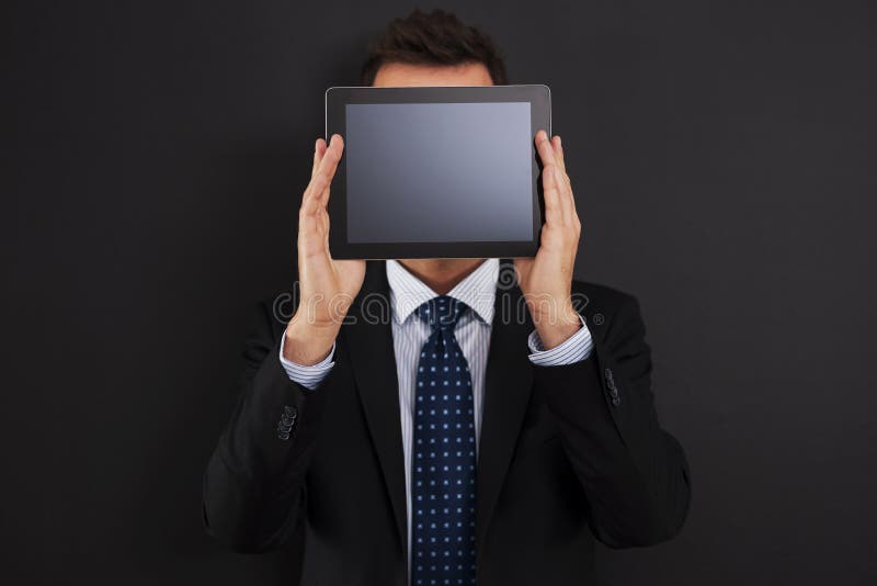 Man with digital tablet stock image. Image of screen - 32000371