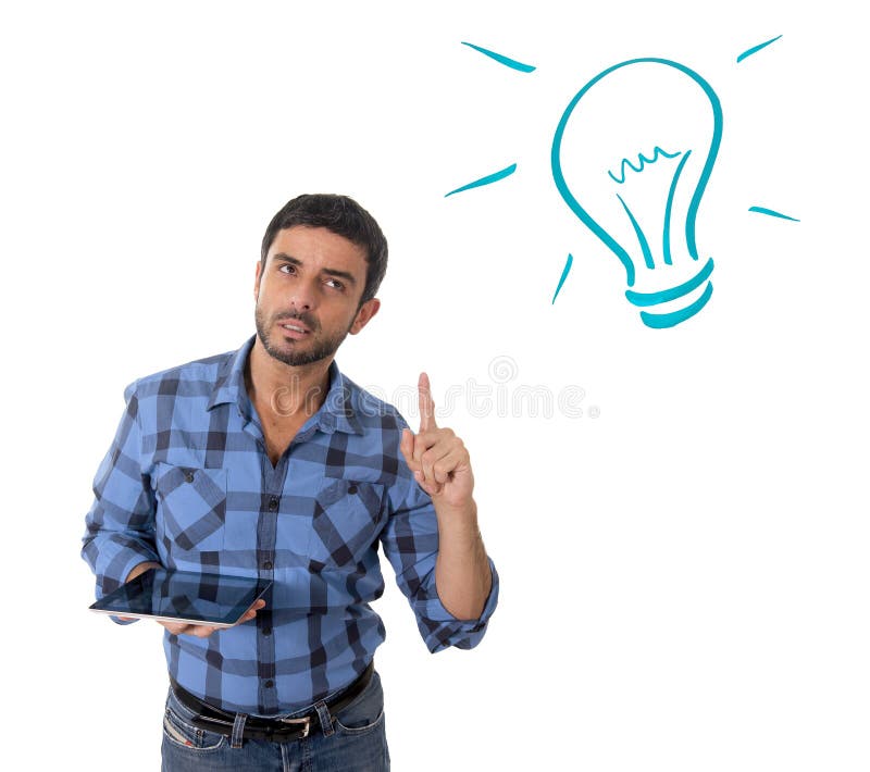 Man with Digital Tablet New Technologies Concept, Ideas and Solutions ...