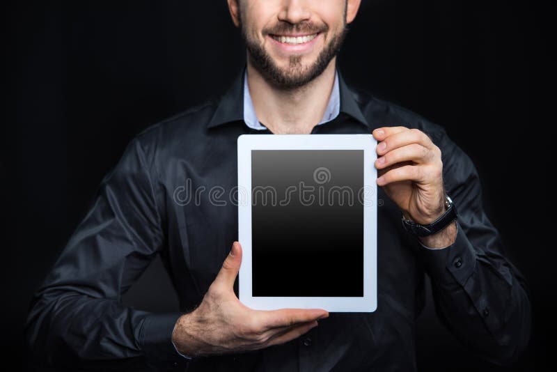 Man with digital tablet stock image. Image of handsome - 90090869
