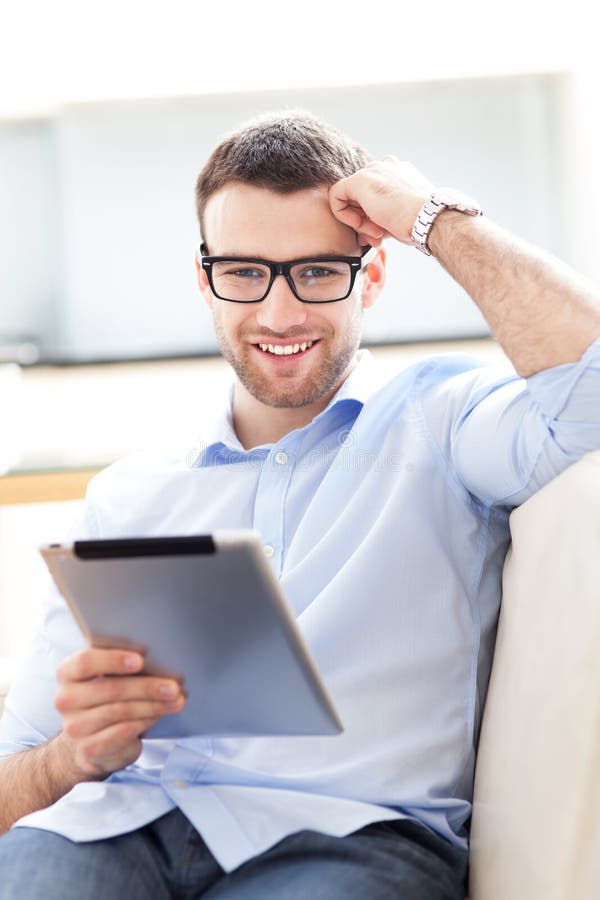 Man with digital tablet stock image. Image of young, internet - 30551961