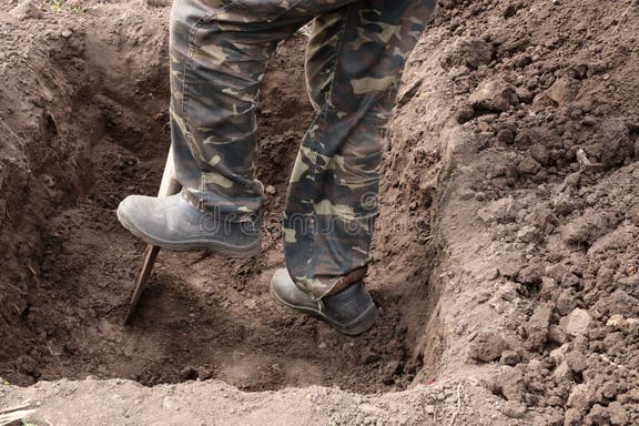 Digging a pit by shovel. stock image. Image of planting - 183742515