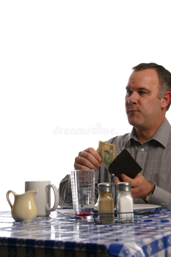 Happy Man in Diner Getting Waiter S Attention Stock Image - Image of ...