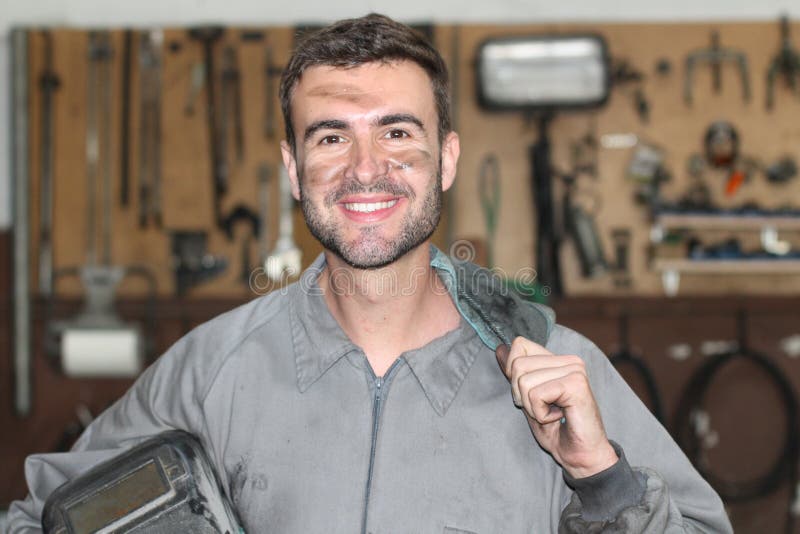 Man with Dirt on His Face after the Hard Work Stock Image - Image of ...