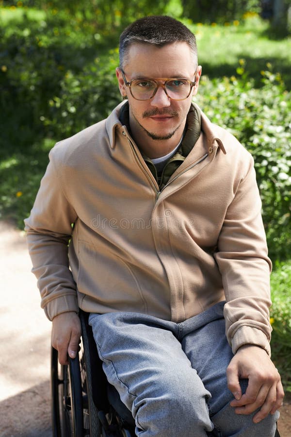 Man with Disability Spending Time in the Park Stock Image - Image of ...