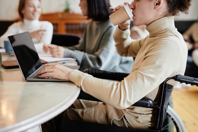 Man with Disability Working on Laptop Stock Image - Image of online ...