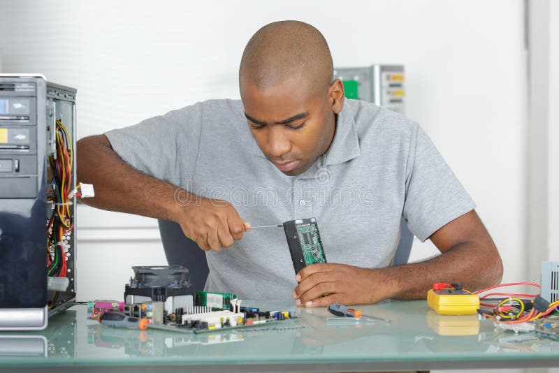 Man disassembling cpu stock image. Image of tools, assembling - 172606745