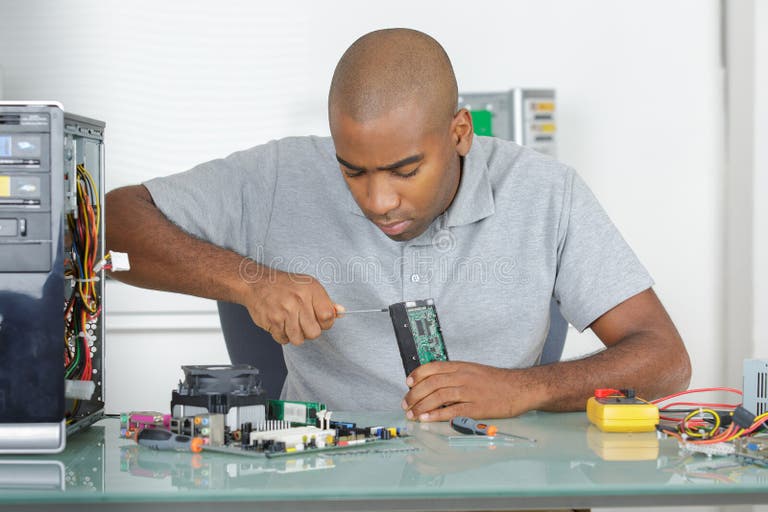 Man disassembling cpu stock image. Image of tools, assembling - 172606745