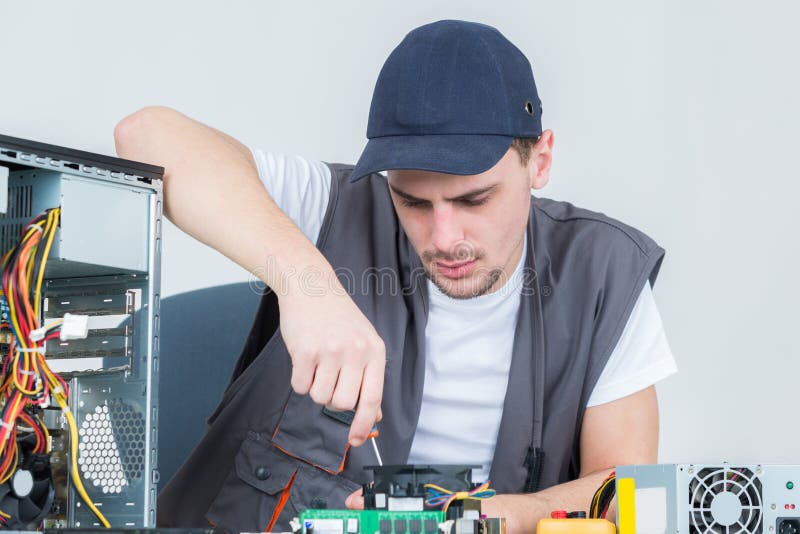 Man disassembling cpu stock image. Image of vocation - 223791827