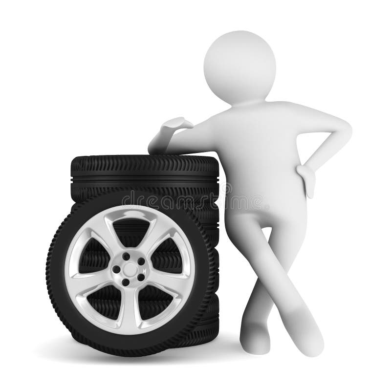 Man with Disk Wheel on White Background Stock Illustration ...