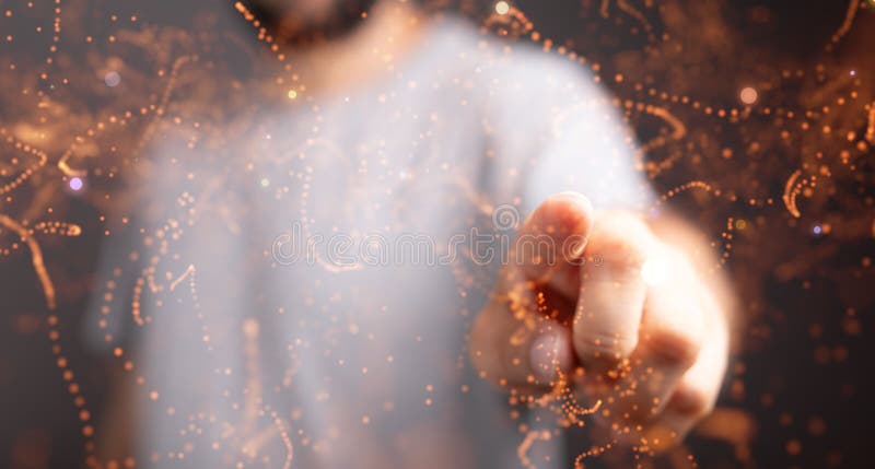 Man Displaying an Illustrative Data Network - Digital Connections ... Man Displaying an Illustrative Data Network - Digital Connections ...