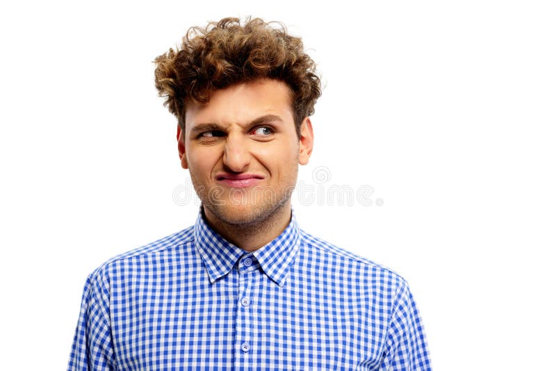 Man with Displeased Facial Expression Stock Photo - Image of copy ...