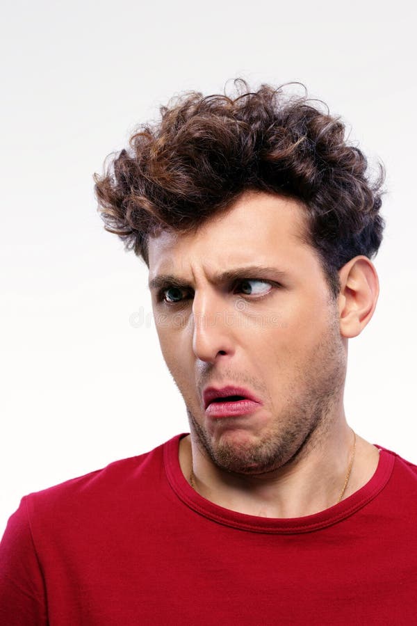 Man with Displeased Facial Expression Stock Photo - Image of hair ...