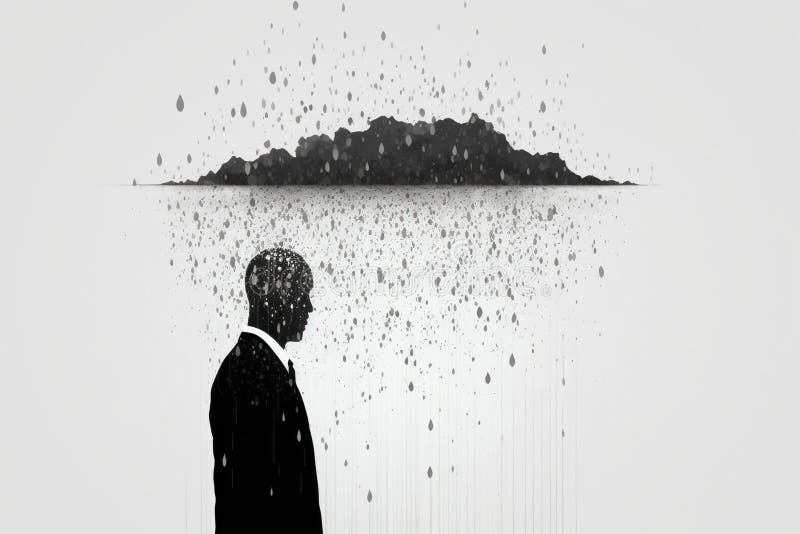 Man Dissolves in Depression Minimalist, Created with Generative AI ...