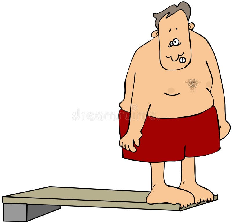 Man on a diving board stock illustration. Illustration of scared - 26993815
