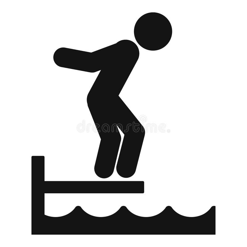 Man Diving Board Pool Icon, Simple Style Stock Vector - Illustration of ...