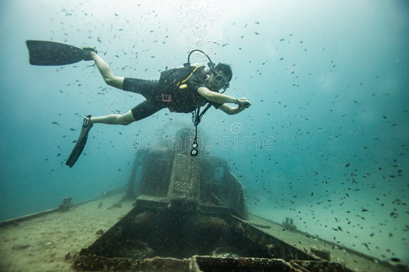 Man Diving in Deep Blue Indian Ocean Stock Photo - Image of reef ...
