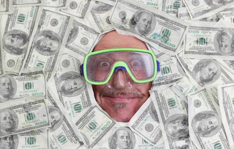Man diving in dollar notes stock photo. Image of currency - 40849838
