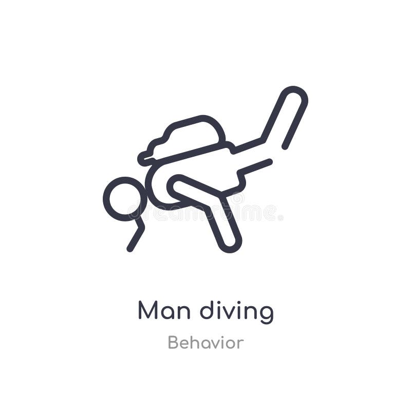 Scuba Diving Man Outline Vector Illustration, Underwater Diving Man ...