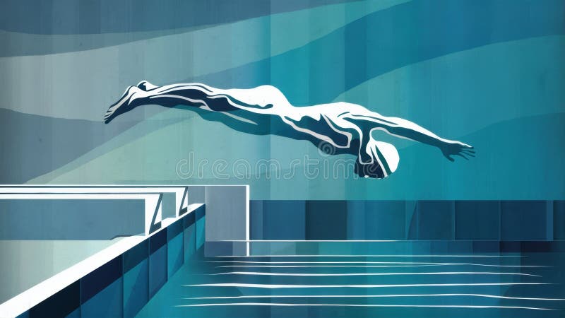 A Man Diving into a Pool from the Top of an Elevated Platform, AI Stock ...