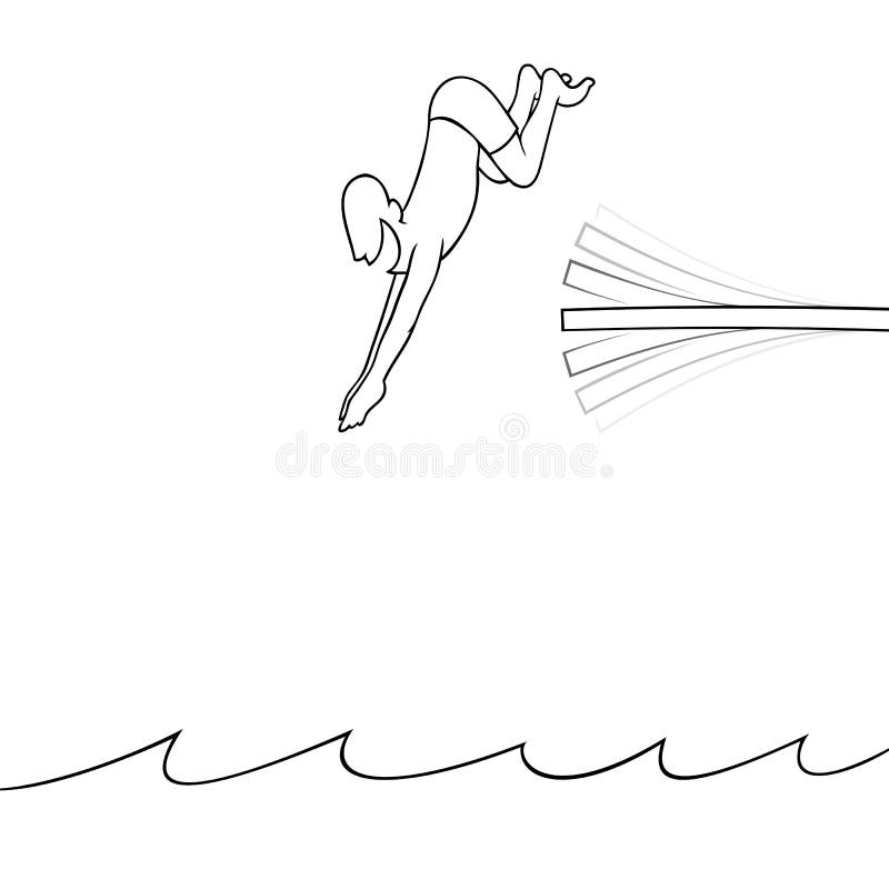 Man diving into the water stock vector. Illustration of plunging - 42754768