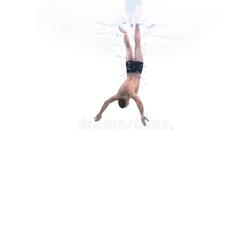 Man Diving into Water Isolated on White Stock Photo - Image of training ...