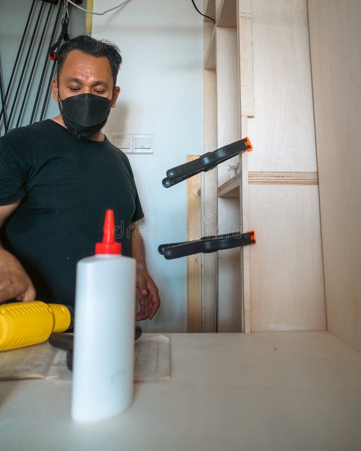 Man DIY Wood Project at Home Stock Photo - Image of headache, craftsman ...